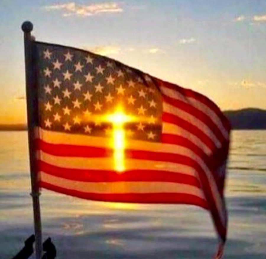 Cross and American Flag Illusion